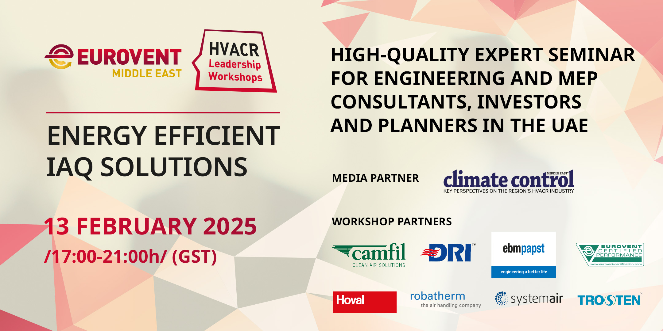 HVACR Leadership Workshops by Eurovent Middle East - Energy Efficient IAQ Solutions - Eurovent